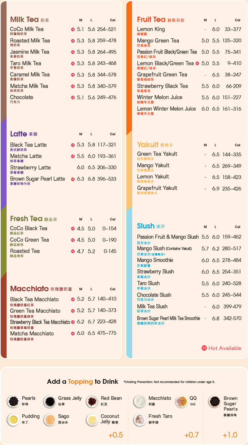 Menu | CoCo Fresh Tea & Juice Canada